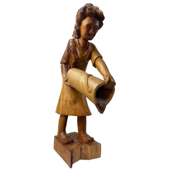 Art | Vintage Balinese Village Carved Wood Bali Woman Asian Sculpture ...
